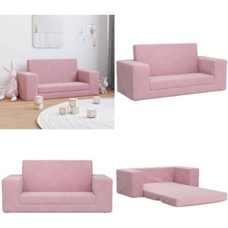 vidaXL Canap&eacute;-lit pour enfants 2 places rose peluche douce - Canap&eacute; Lit Enfant - Canap&eacute; B&eacute;b&eacute; - Mobilier Enfant - Meubles Chambre Enfant - Fauteuil Enfant