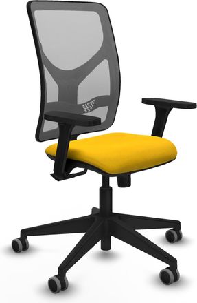 Piqueras y Crespo Schreibtischstuhl f&uuml;r Telearbeit, mit 3D-Armlehnen, h&ouml;henverstellbare Lendenwirbelst&uuml;tze, ausgestattet mit 3 Positionen und Schneidschaum, Grau/Gelb