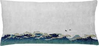 Abakuhaus Japanische Welle Kissenbezug, Aquatic-Strudel, Wasser und Schmutz resistent Stoff Digital Druck Für den Innen oder Außen Bereich, 90 x 40 cm, Creme Bl