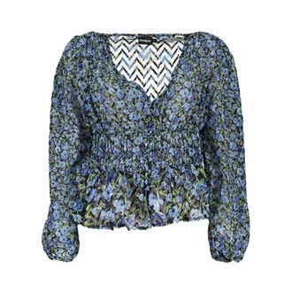 Desigual Bluse mit gebl&uuml;mtem Smocked-Taillenbund - - Blouses & Shirts - Damen - Mehrfarbig - M