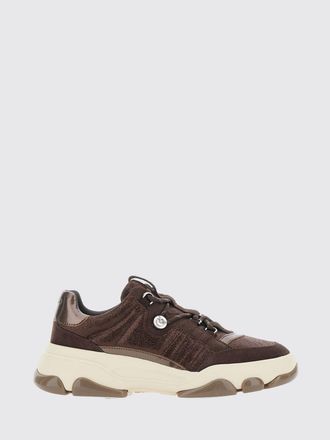 Pinko Low-Top-Sneaker aus Leder und Wildleder mit Love Birds-Metalllogo