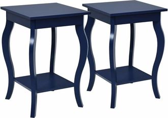Costway Table de Chevet, Bout de Canap&eacute; Carr&eacute; avec Patins Antid&eacute;rapants, Table dAppoint pour Chambre, Salon, 40 x 40 x 60 cm (Bleu, Lot de 2) - Costway