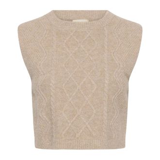 Cream Rundhals-Strickware - - Knitwear - Damen - Beige - XL/2XL