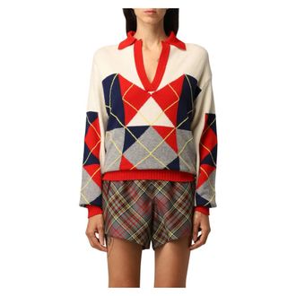 Philosophy di Lorenzo Serafini V-Ausschnitt Strick Polo Shirt - - Knitwear - Damen - Rot - M