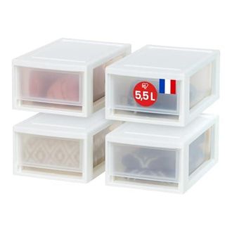 Iris Iris Ohyama, Tiroir de rangement, Commode de chambre, Tour de rangement plastique bureau, Lot de 4, pour Bureau, Garage, Chambre à coucher, Sans BPA, 