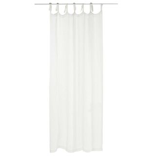 Loberon Gardine Bisbee, Schlichtes Design, Lichtdurchl&auml;ssig, Befestigung durch Bindeb&auml;nder, Vorhang, Sichschutz, Fensterdekoration, Leinen, Creme