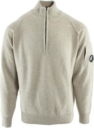 C.P. Company C.p. Company, Homme, Pulls, Gris, Taille: L Pull en Laine dAgneau &agrave; Demi-Fermeture &Eacute;clair