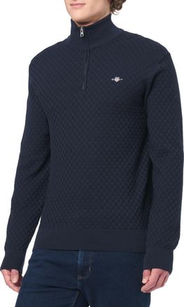 GANT Herren Micro Texture HZ Pullover, Evening Blue, 4XL
