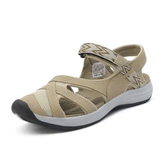 Dream Pairs Sandalen Damen Outdoor-Sandalen Trekkingsandalen Wandersandalen mit rutschfester TPR-Sohle und EVA-Zwischensohle,Size 41.5,Beige,181103