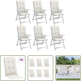 vidaXL Au&szlig;enbereich - Hochlehner-Auflagen 6 Stk. Melange Creme 120x50x4 cm Stoff