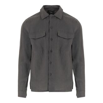 Vince Linen Garage Shirt - - Shirts - Herren - Grau - 2XL