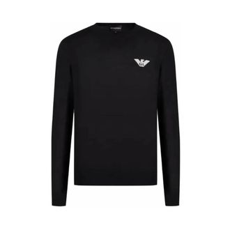 Armani Kontrast Logo Strickpullover - - Knitwear - Herren - Blau - XL