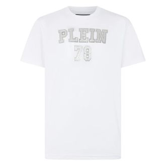 Philipp Plein Round Neck T-Shirt College - - Tops - Herren - Wei&szlig; - L