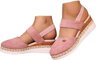 Generic Sandales orthop&eacute;diques compens&eacute;es &agrave; bout ferm&eacute; pour femme, habill&eacute;e d&eacute;t&eacute;, d&eacute;contract&eacute;e, confortable, l&eacute;g&egrave;re, sandales de marche antid&eacute;rapantes avec bo