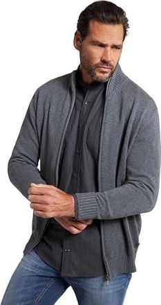 JP1880 Hommes Grandes Tailles L-8XL Jusquau 7 XL - Cardigan à col Montant, Fermeture à glissière et Bords-côtes, Gris chiné L 717032123-L