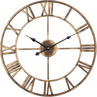 Angel Cerd&aacute; Horloge de jardin murale dext&eacute;rieur, grande horloge de jardin &agrave; chiffres romains, en fer forg&eacute;, 45 cm (dor&eacute;)