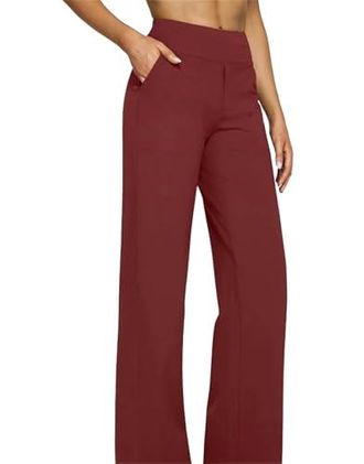 Generic Pantalon de travail/yoga, jambe large avec poches, robe de yoga pour femme, pantalon de surv&ecirc;tement d&eacute;contract&eacute;, leggings daffaires extensibles, rouge