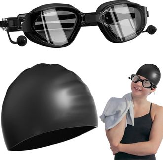Generic Schwimmbrille f&uuml;r Erwachsene | UV-Schutz Anti-Beschlag - Schwimmbrille mit M&uuml;tze, f&uuml;r M&auml;nner, Frauen, M&auml;dchen, Jugendliche, Ehemann, Sohn, M&auml;dchen, Fa