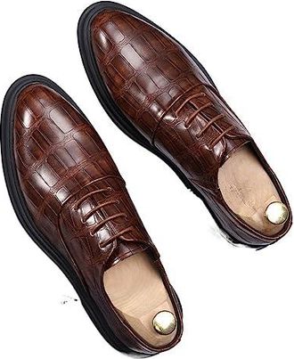 Generic Robe Oxford for Homme à Lacets, Bout Rond, imprimé écossais, Similicuir, antidérapant, Talon Bloc, for Bal de Promo(Marron,40 EU)