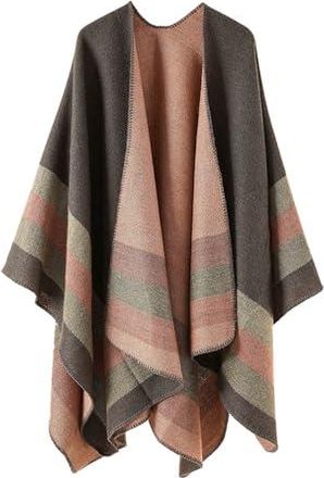 Generic Poncho Femme Hiver Chaud Chale Femme Hiver Chaud Cape Femme Effet enveloppant Ch&acirc;le Imprim&eacute; Doux Cardigan Double &Eacute;paisseur Tr&egrave;s