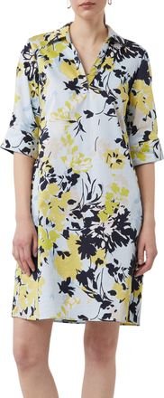 Comma Kurzes Popeline-Kleid mit Hemdkragen und All-Over-Print