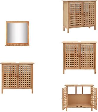 vidaXL Vidaxl - Armoire pour lavabo avec miroir Bois de noyer massif - Meuble De Salle De Bain - Armoire Salle De Bain - Miroir Salle De Bain - Rangement