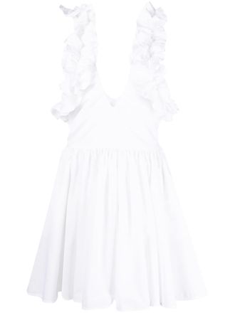 Msgm robe évasée à manches volantées - Blanc