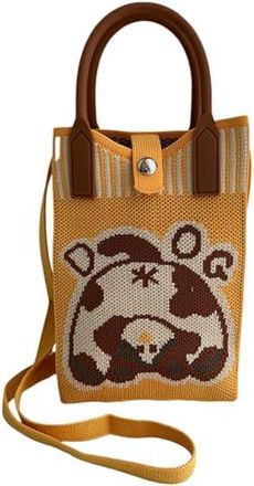 Generic Sac &agrave; bandouli&egrave;re tricot&eacute; pour t&eacute;l&eacute;phone portable avec boucle magn&eacute;tique, sac &agrave; bandouli&egrave;re carr&eacute; vertical en fibre de polyester, 12 x 18 cm avec sang