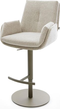 DELIFE Barstuhl Clea-Flex Webstoff Soft Beige Drehfu&szlig; h&ouml;henverstellbar Metall Titanfarben, Barst&uuml;hle