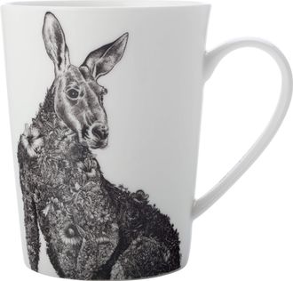 Maxwell & Williams DX0539 Kaffee-Tasse hoch Kangaroo 460 ml - Porzellan - mit Schwarz-weiß Tier-Motiv, in Geschenkbox