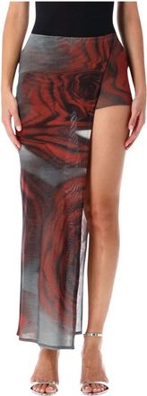 Jean Paul Gaultier Femme, Shorts, Multicolore, Taille: 38 FR Red Blurry Roses Skort