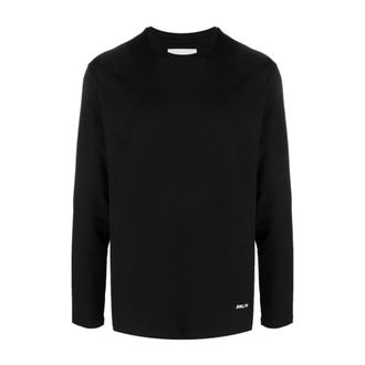 Jil Sander Black Logo Plate Long Sleeve Tee - - Tops - Herren - Schwarzk - M
