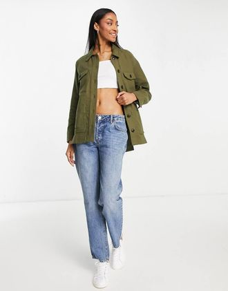 Madewell Gr&uuml;ne Hemdjacke mit R&uuml;ckenteil in Waffeltextur