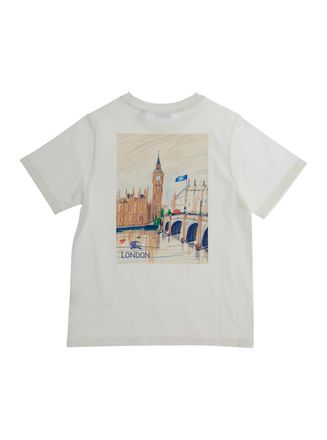 Burberry Boys T-Shirt With Logo Print, White Cotton T-Shirts And Polos