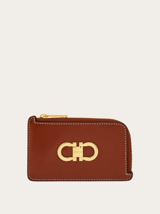 Ferragamo Damen Kreditkartenetui Double Gancini Braun