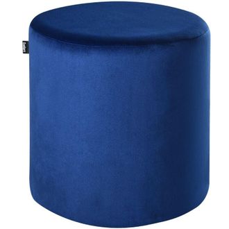 Beliani Beliani - Pouf de Forme Cylindrique fabriqu&eacute; en Velours Bleu Fonc&eacute; avec Frange D&eacute;corative pour Salon ou Chambre Moderne