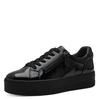 Jana Damen Plateau Sneaker mit Reißverschluss Vegan, Schwarz (Schwarz Lack), 40 EU