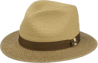 Stetson Twotone Toyo Traveller Viskosehut Damen Herren Strohhut UV-Schutzfaktor 40+ Ripsbandgarnitur Krempenbreite 6.5 cm Fr&uuml;hjahr Sommer Natur-braun XL (60-6