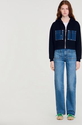 Sandro Sweatshirt en maille et denim
