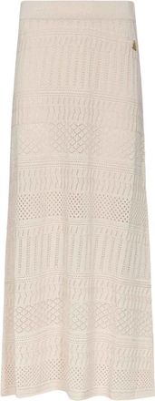 Akep Femme, Jupes, Beige, Taille: 42 FR Openwork Knit Maxi Skirt