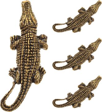 NUOBESTY 4 St&uuml;ck Messing Krokodil Deko Kleine Retro Alligator Figur f&uuml;r Teetisch Vintage Tischdekoration Langlebige Tierskulptur als Tee Accessoire