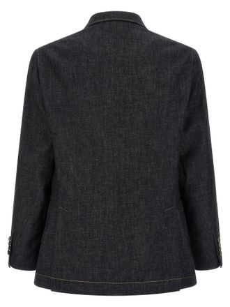 Brunello Cucinelli Double-Breasted Denim Blazer - Charcoal
