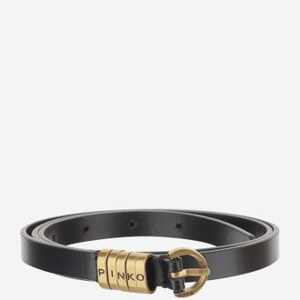 Pinko Womens Leather Belt With Logo Black