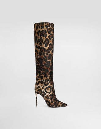 Dolce & Gabbana Stiefel Aus Leo-jacquardgewebe - Frau Stiefel Und Siefeletten Animalprint 35.5