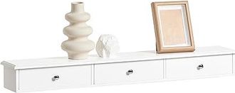SoBuy Etagere Murale avec 3 Tiroirs - Étagère Flottante Moderne pour Entrée, Salon, Cuisine & Chambre - Blanc 94x15x10cm FRG43-L-W
