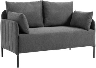 Clp Couch 2-Sitzer bequem Ziden, Sofa gepolstert mit Kissen, Polsterm&ouml;bel bequem bis 300 kg belastbar, Farbe:dunkelgrau