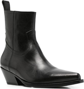 Ann Demeulemeester Pointed-Toe Block Heel Ankle Boot - Black