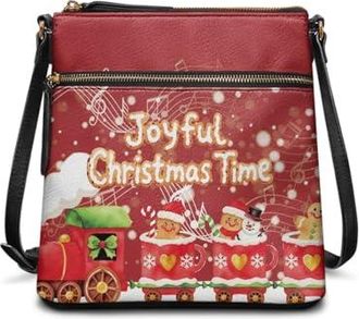 Coloranimal Sac &agrave; bandouli&egrave;re imperm&eacute;able en cuir synth&eacute;tique pour femme avec plusieurs poches, Joyful Christmas Time