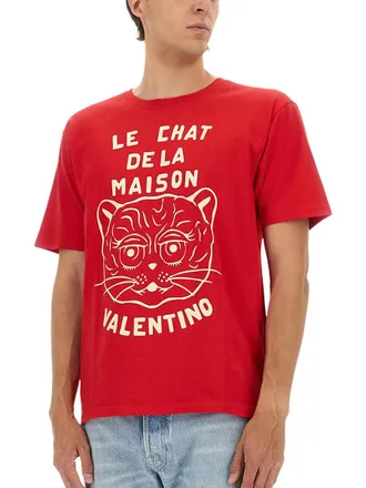 Valentino Chat de la Maison Print T-Shirt - Red
