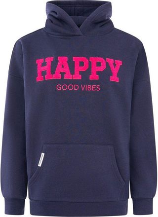 Zwillingsherz Sweatshirt Oversized Hoody HAPPY positiver Statement Print, K&auml;ngurutasche, Kapuze